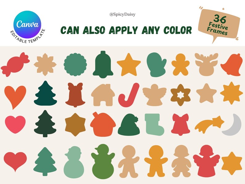 Christmas Custom Shape Frames for Canva | Drag Drop Photos | Festive ...