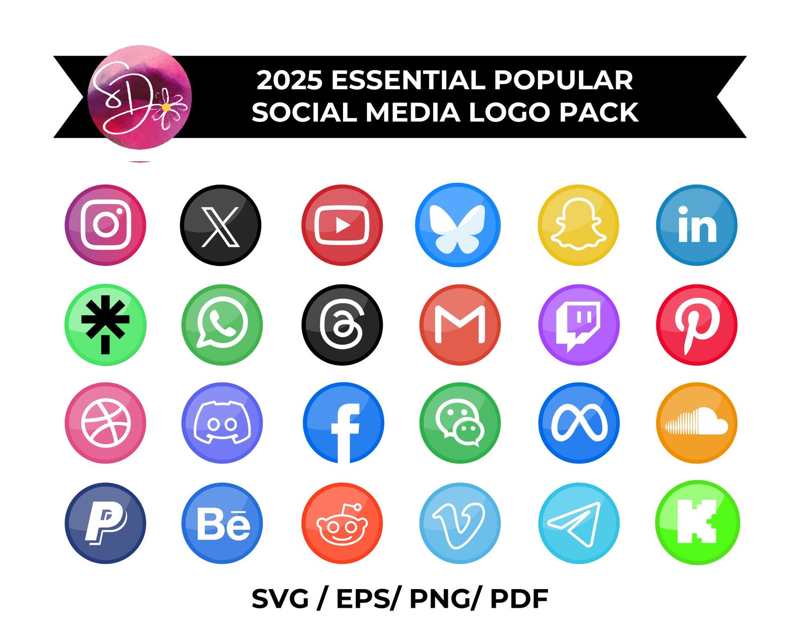 2025 Latest Social Media Icon Pack Social Media Logo SVG Icons PNG Web ...