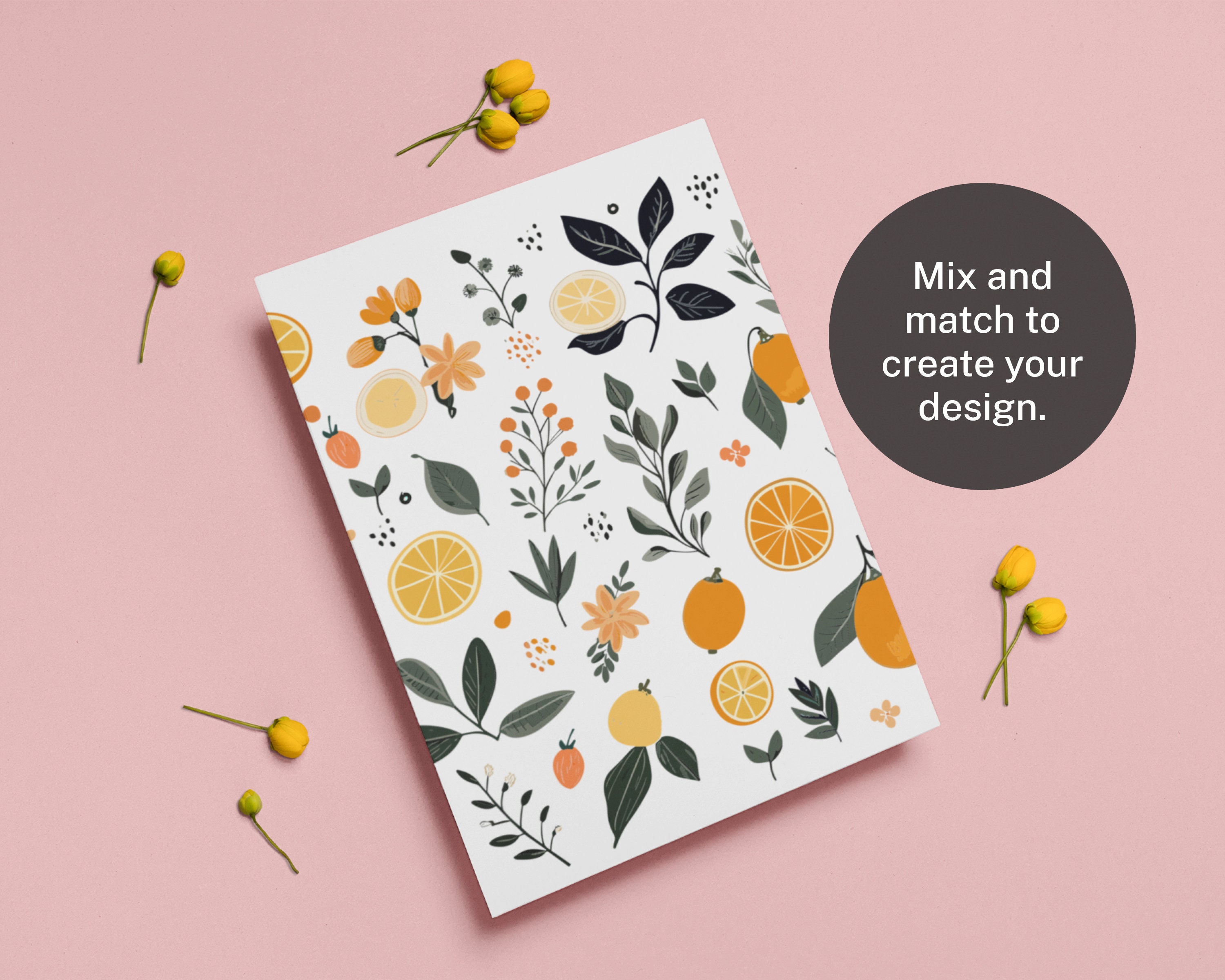 Colorful Botanical Clipart Bundle - Flowers, Leaves, Buds, Spring ...