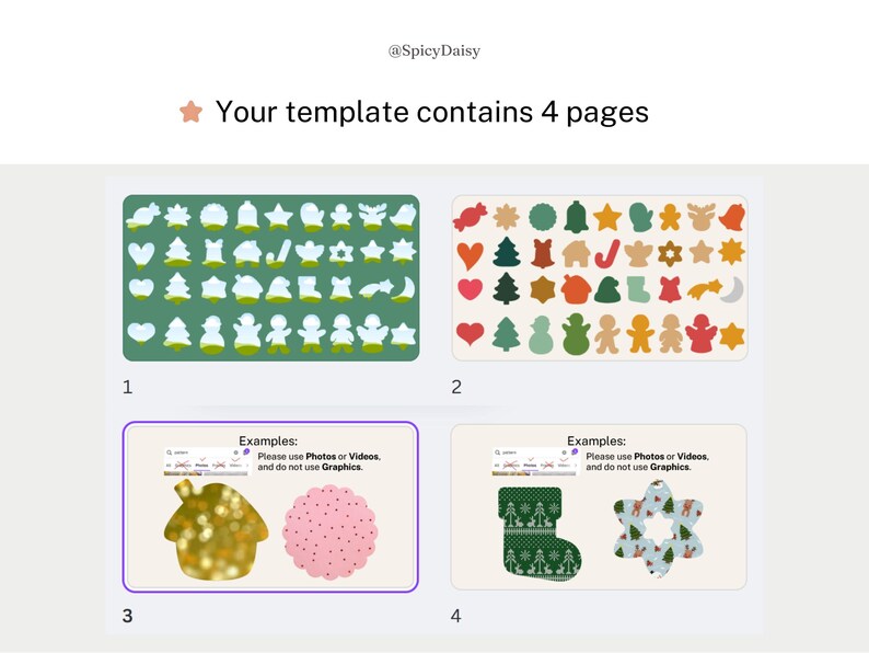 Christmas Custom Shape Frames for Canva | Drag Drop Photos | Festive ...