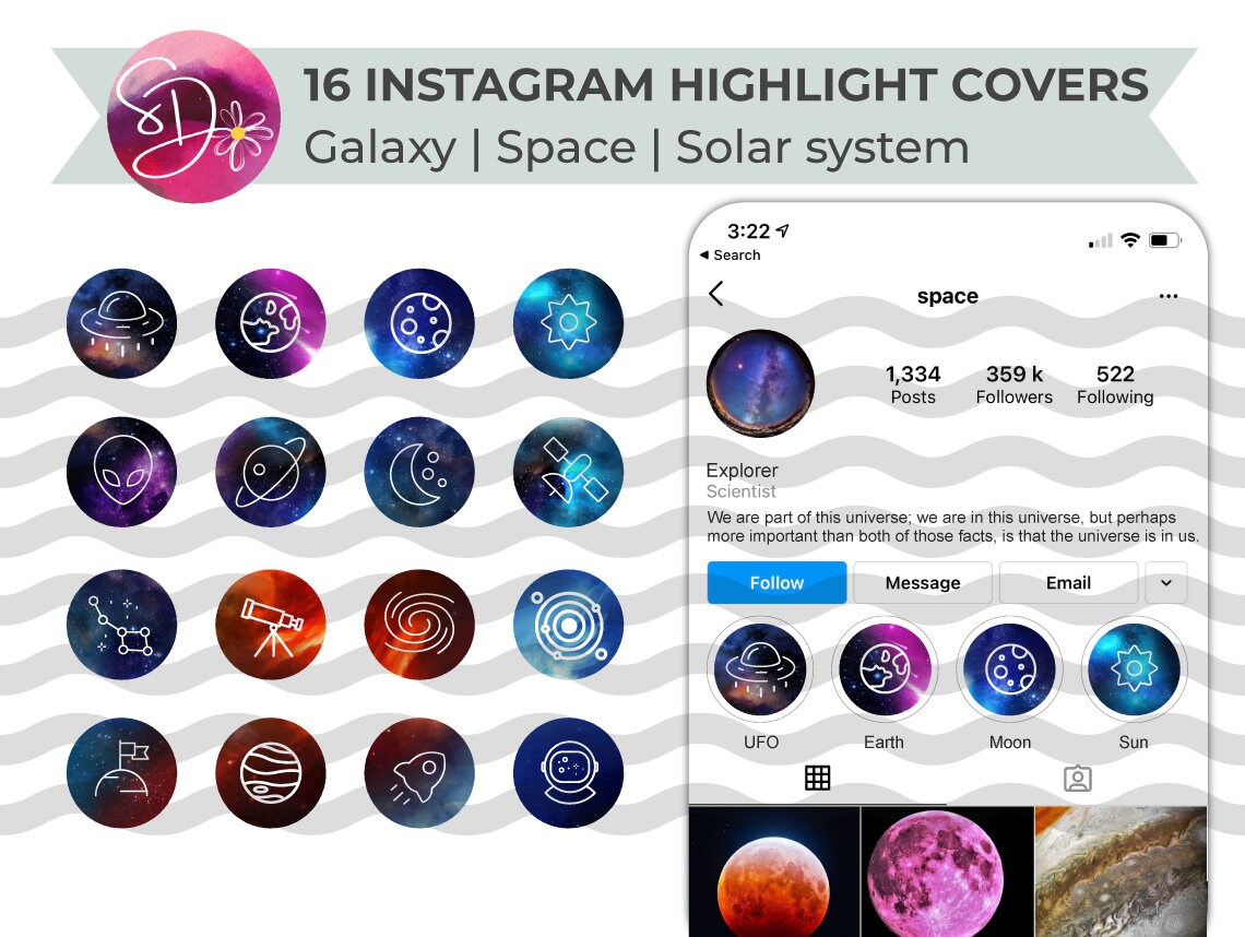Galaxy Instagram Highlight, Space Instagram Highlight Set, Space ...