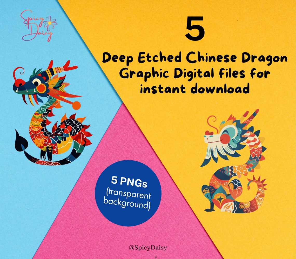 Unique Chinese Dragon Clipart Bundle, Dragon Clip Art Set for Chinese ...