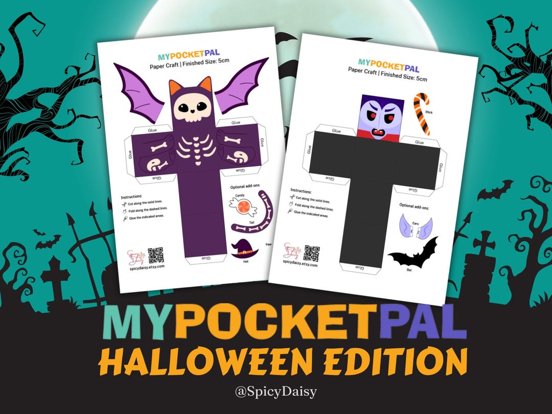 Halloween Paper Craft | 3D Cube Mypocketpal Activity (digital Download ...