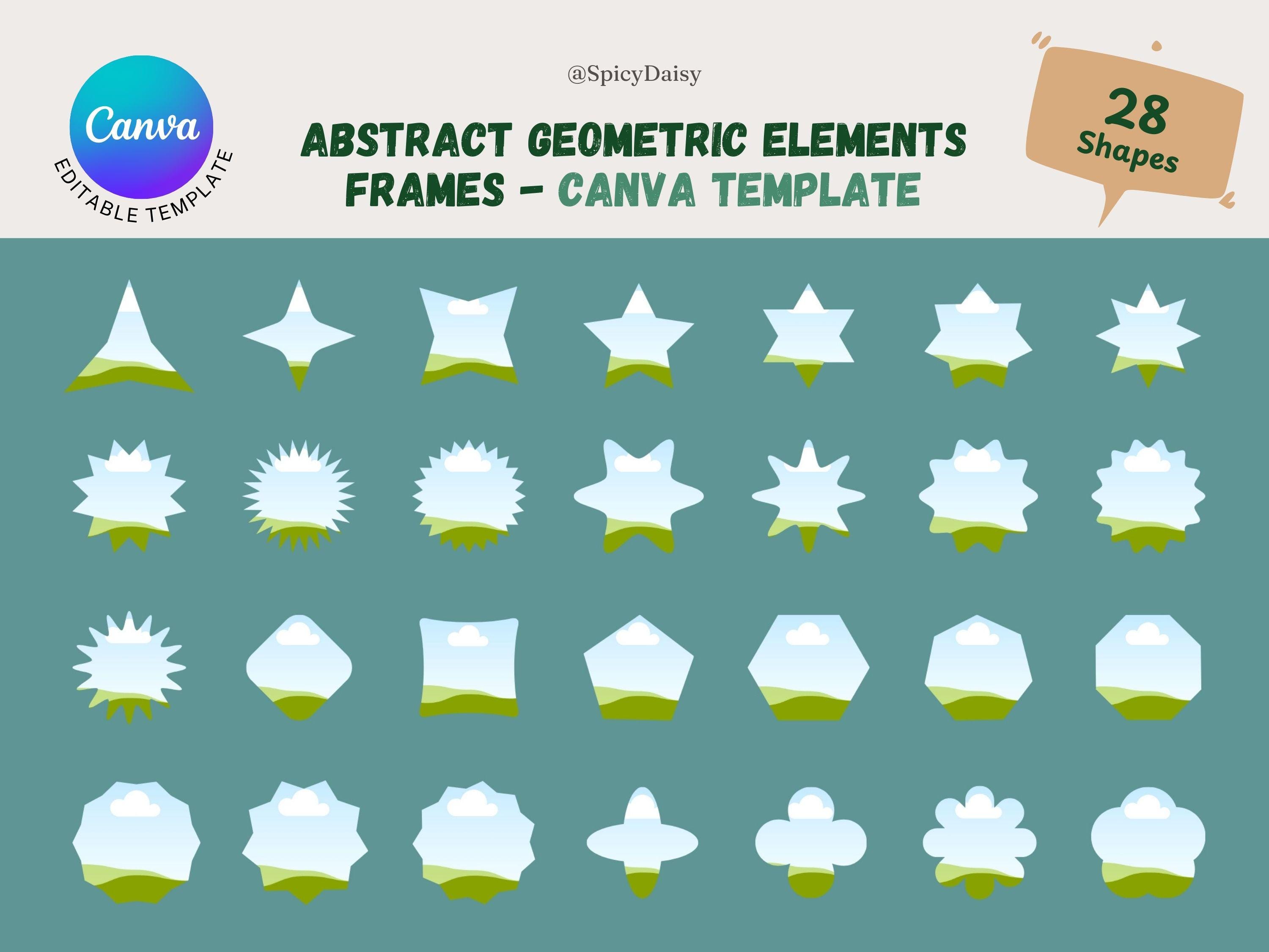 Abstract Geometric Elements Custom Shape Frames for Canva | 28 Shapes ...