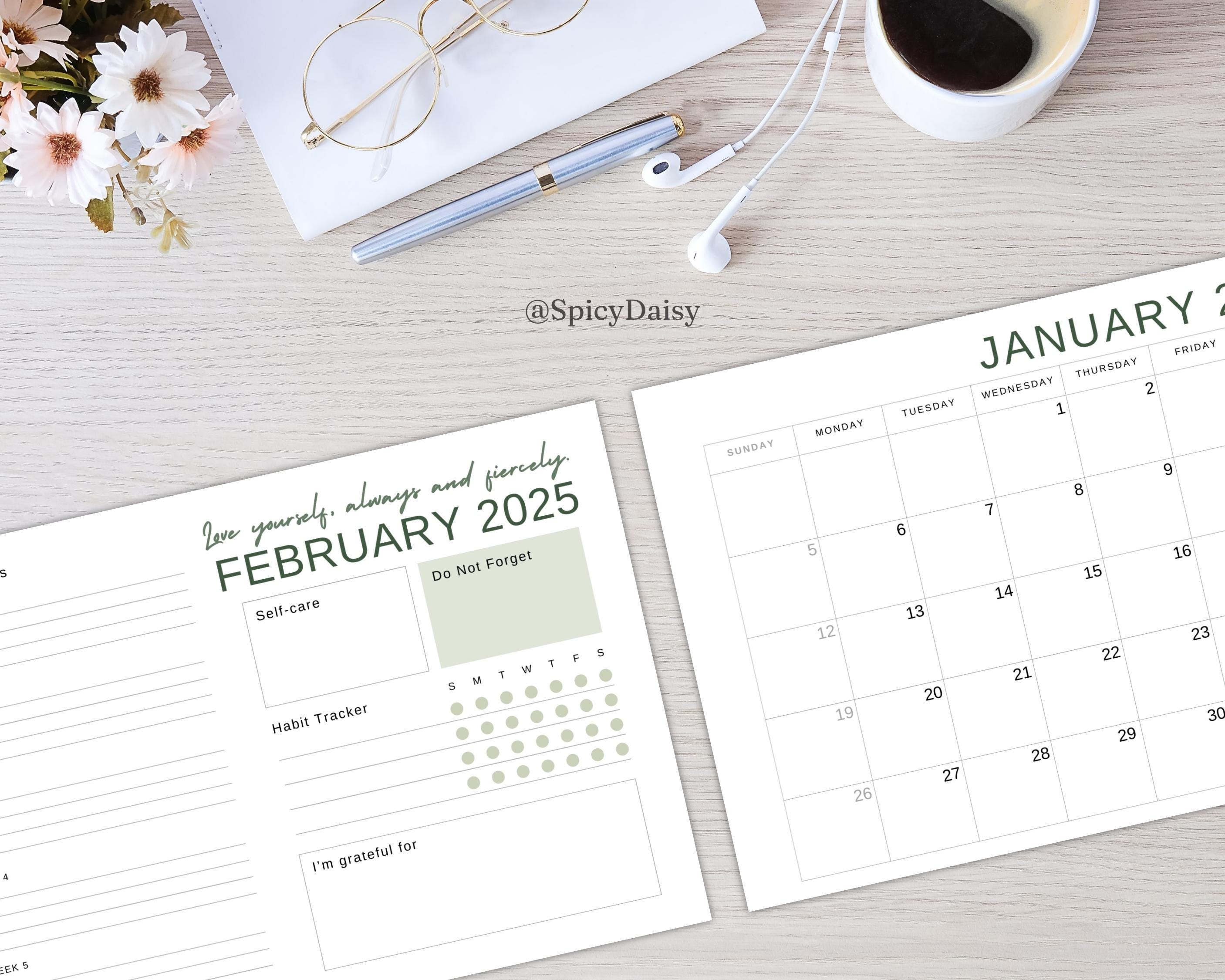 2025 Printable Calendar | Print Ready PDF and Canva Template ...