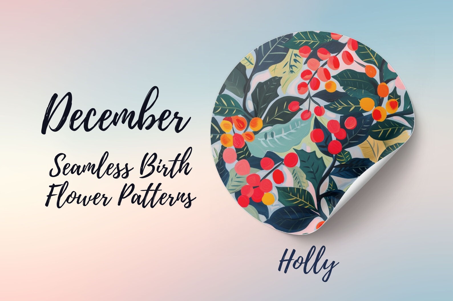 December Flower Birth Flower Seamless Floral Pattern, Birth Month Dec ...