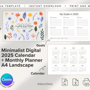 2025 Printable Calendar | Print Ready PDF and Canva Template ...
