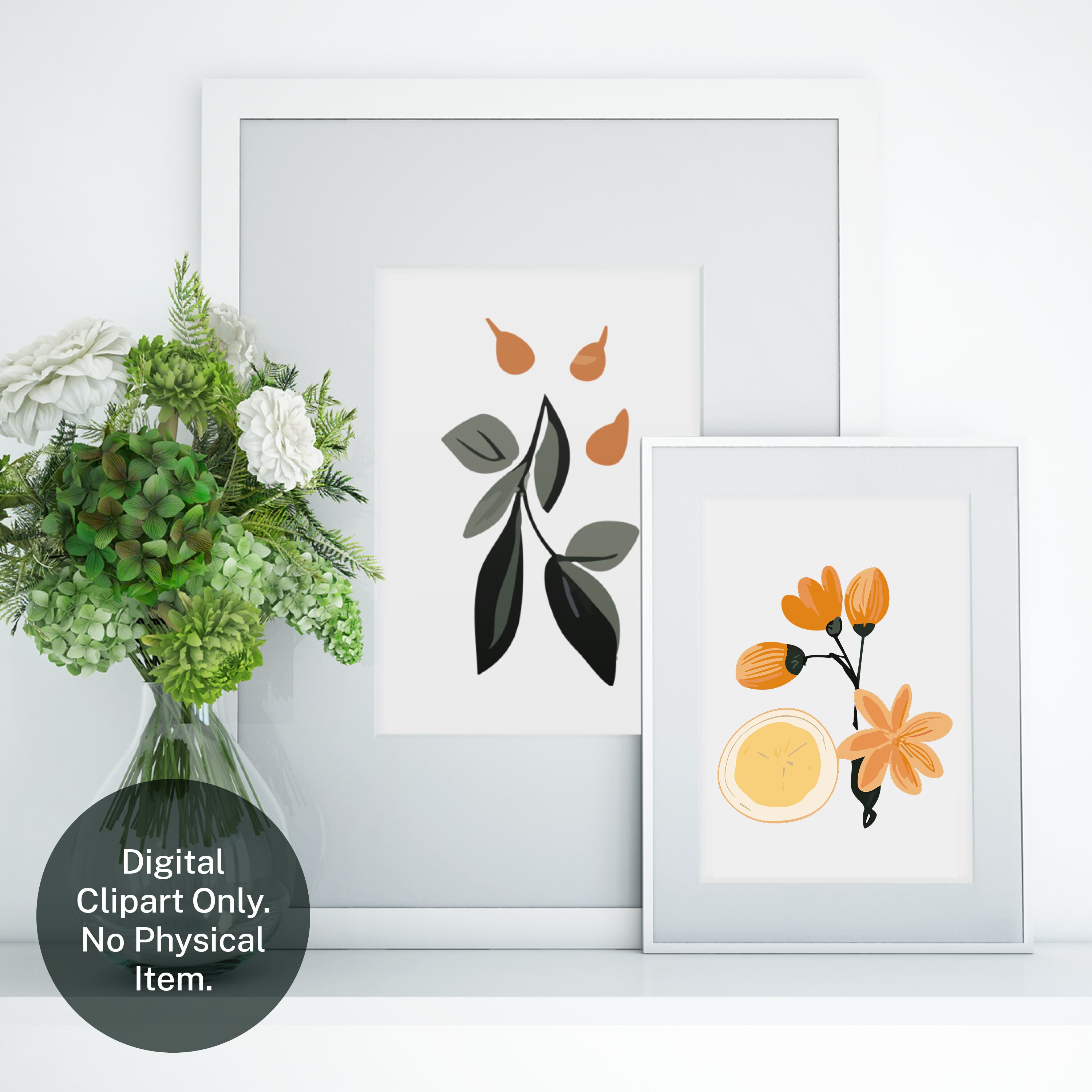 Colorful Botanical Clipart Bundle - Flowers, Leaves, Buds, Spring ...