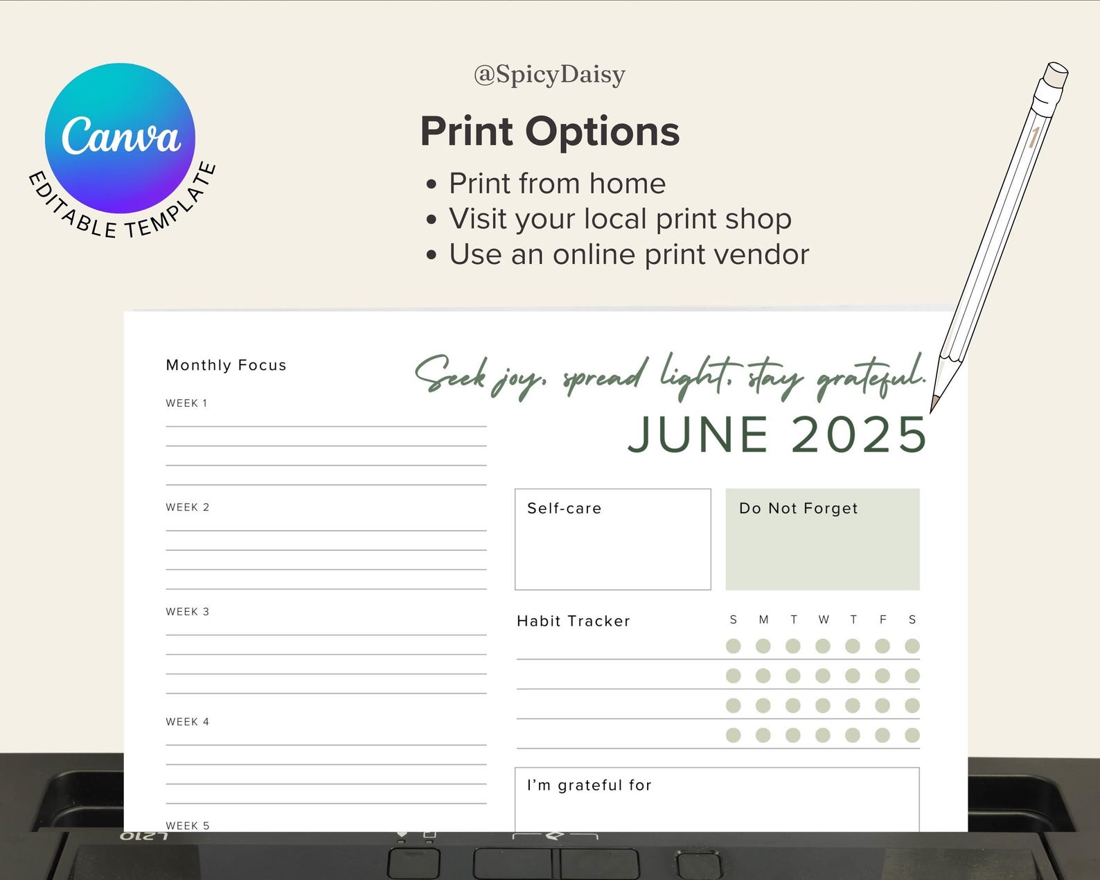 2025 Printable Calendar | Print Ready PDF and Canva Template ...