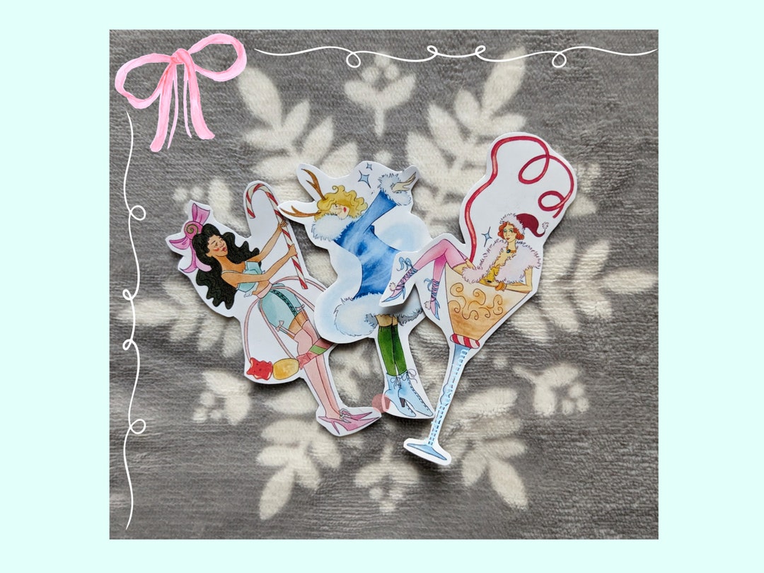 Vintage Holiday Pin-up Girl Stickers Retro Christmas - Etsy