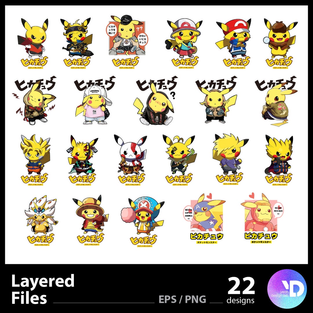 Pokemon Pikachu EPS PNG, Pikachu Clipart, Pikachu Bundle EPS, Pokemon ...