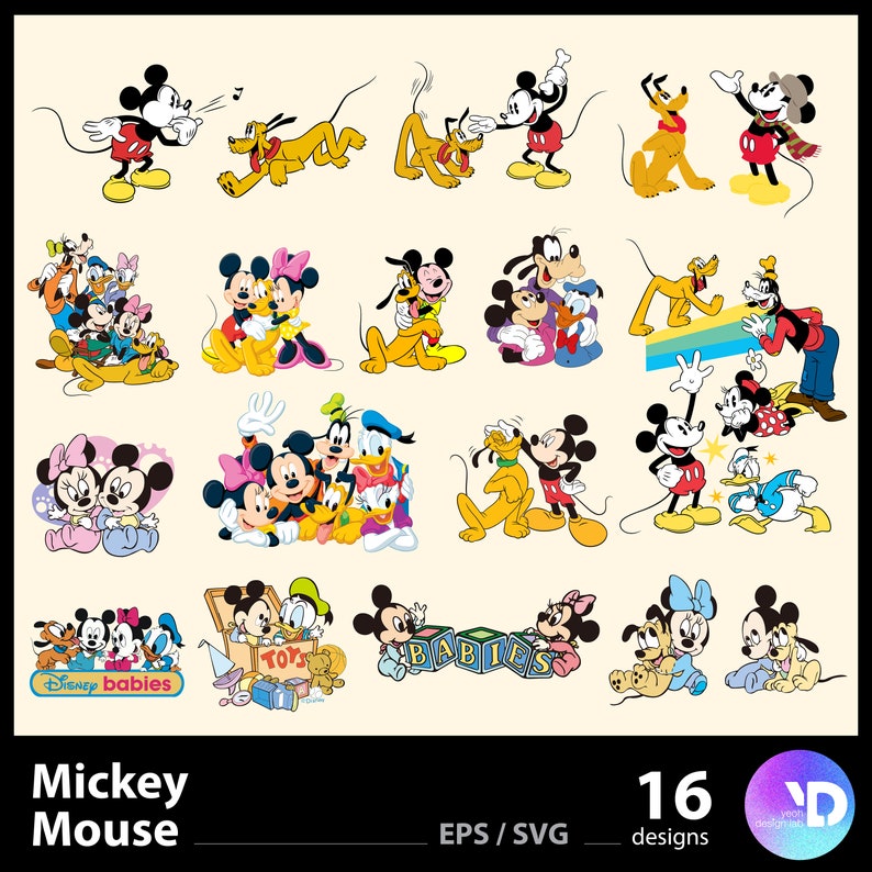 Mickey Svg Eps Bundle, Mickey Mouse Outline Svg Eps Bundle, Mickey ...