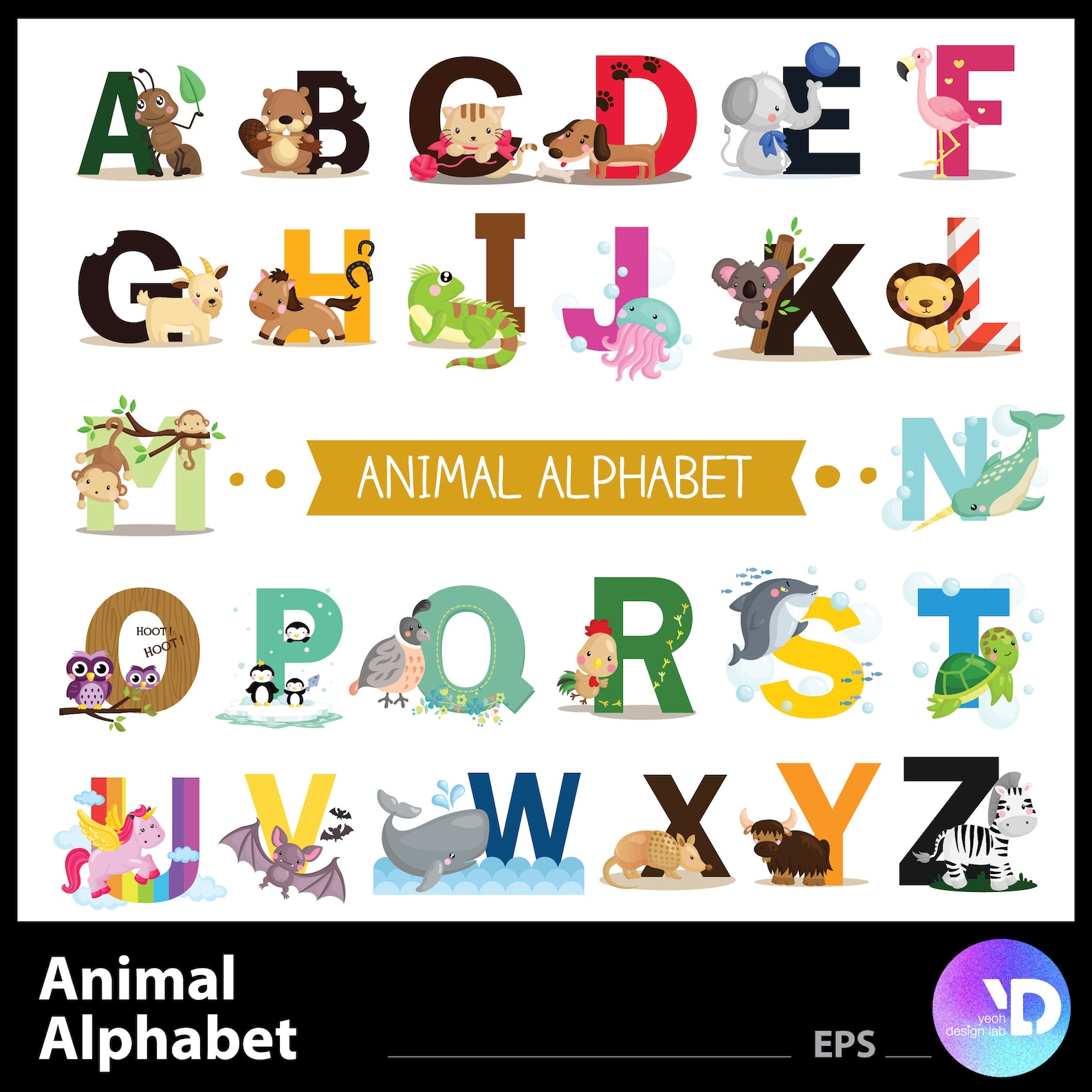 Animal Alphabet A-Z, EPS, PNG, SVG Digital Download - Etsy