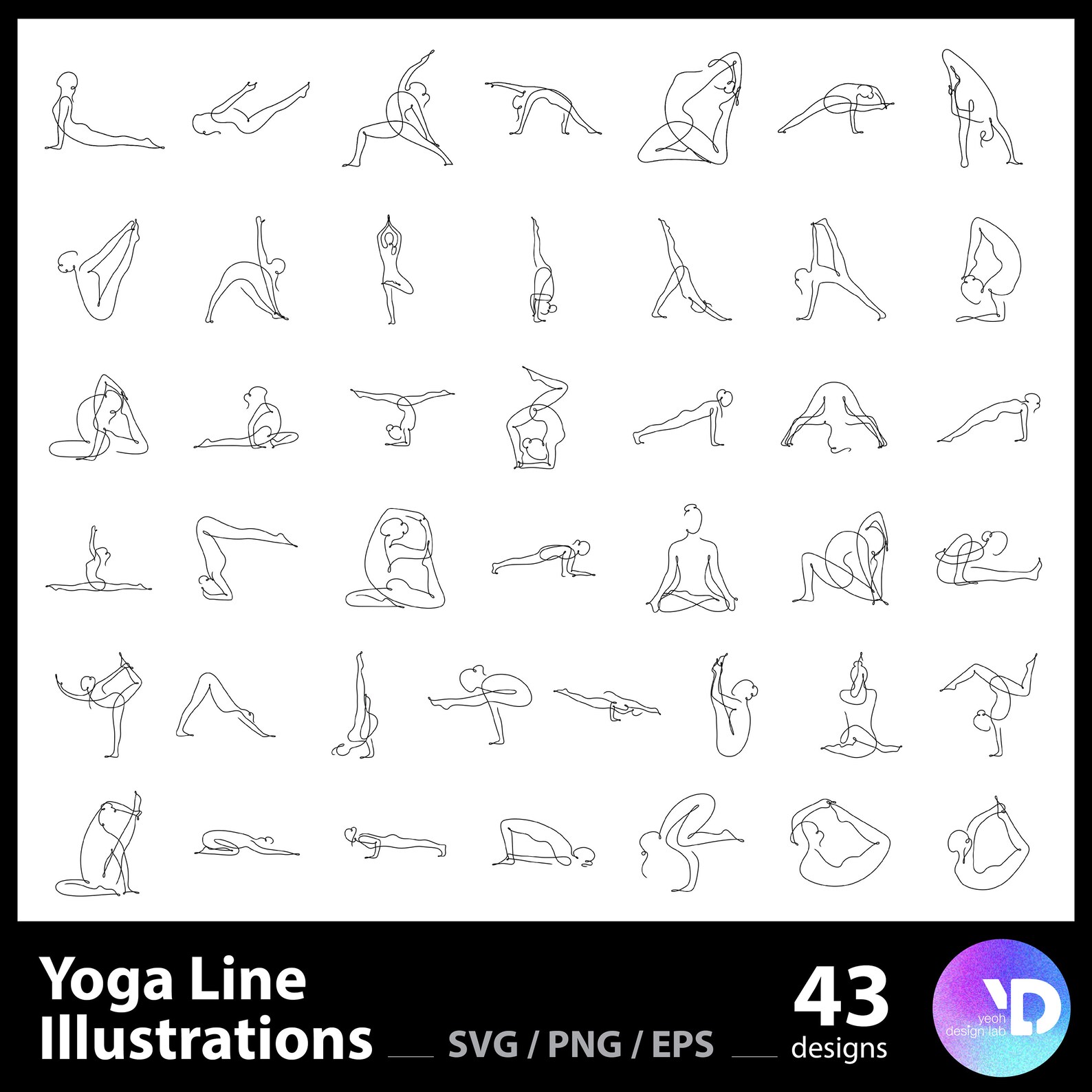 Yoga SVG PNG EPS Digital Download. Yoga Line Art. Yoga Line - Etsy