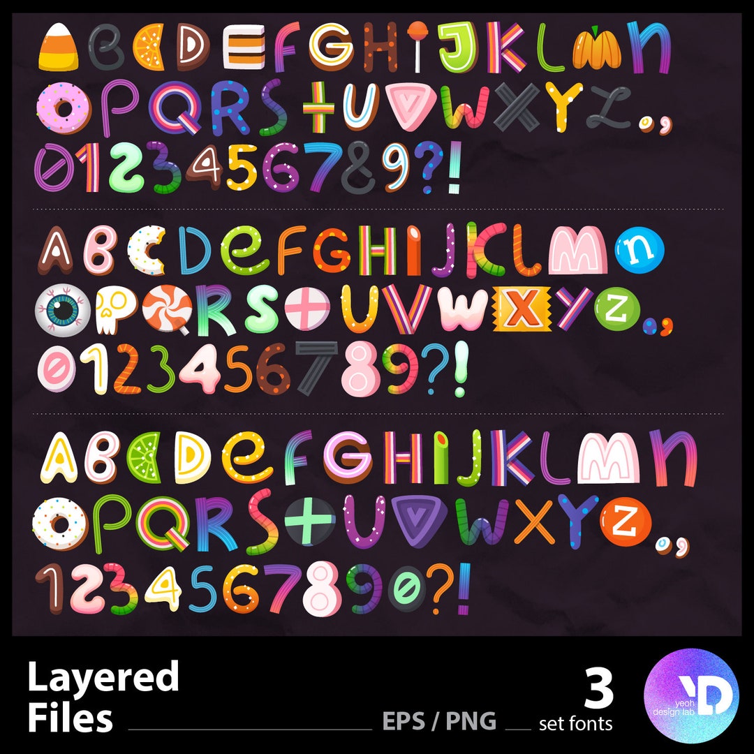 Candy Halloween Fonts EPS, PNG, SVG Digital Download. Candy Font, Sweet ...