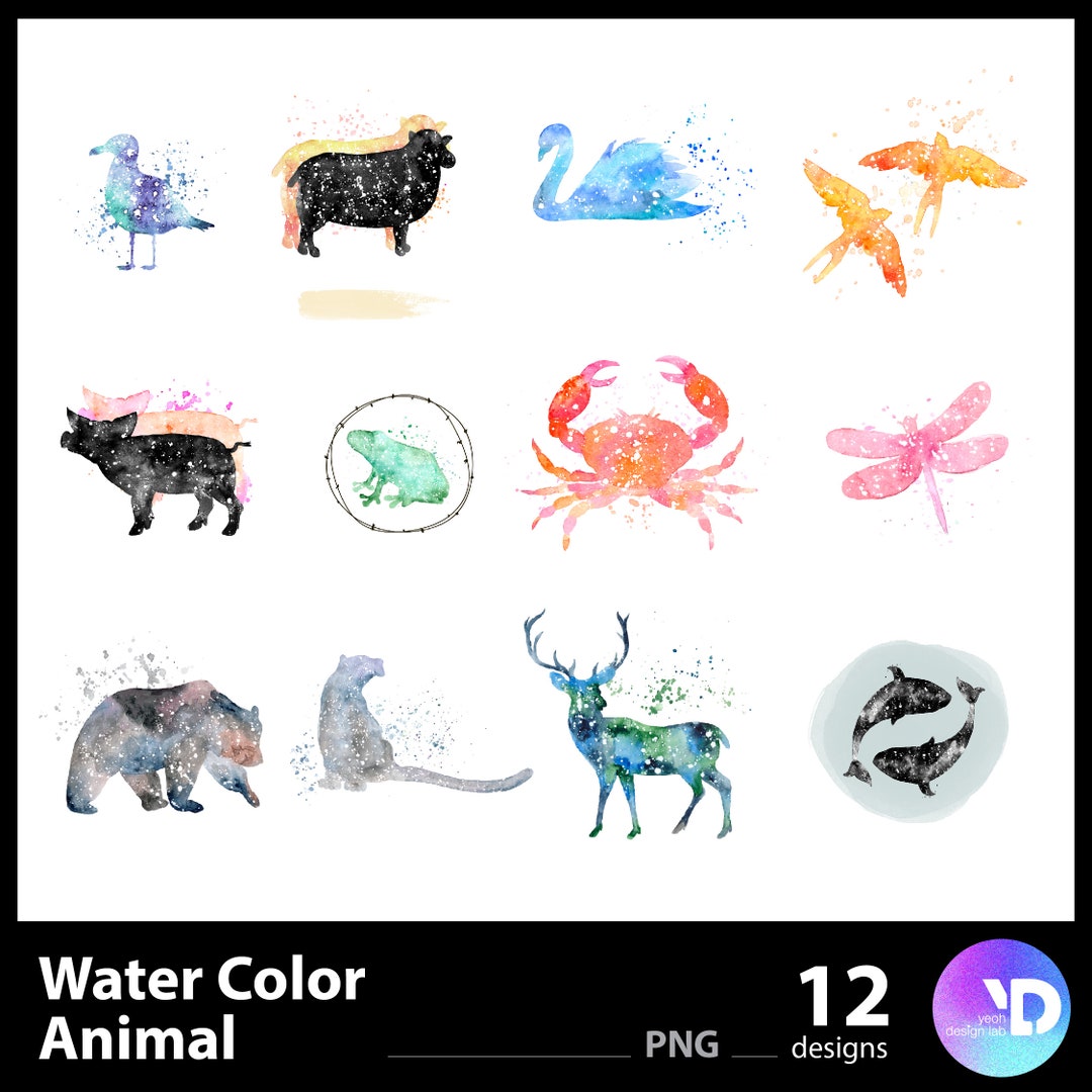 Water Color Animal PNG Digital Download - Etsy
