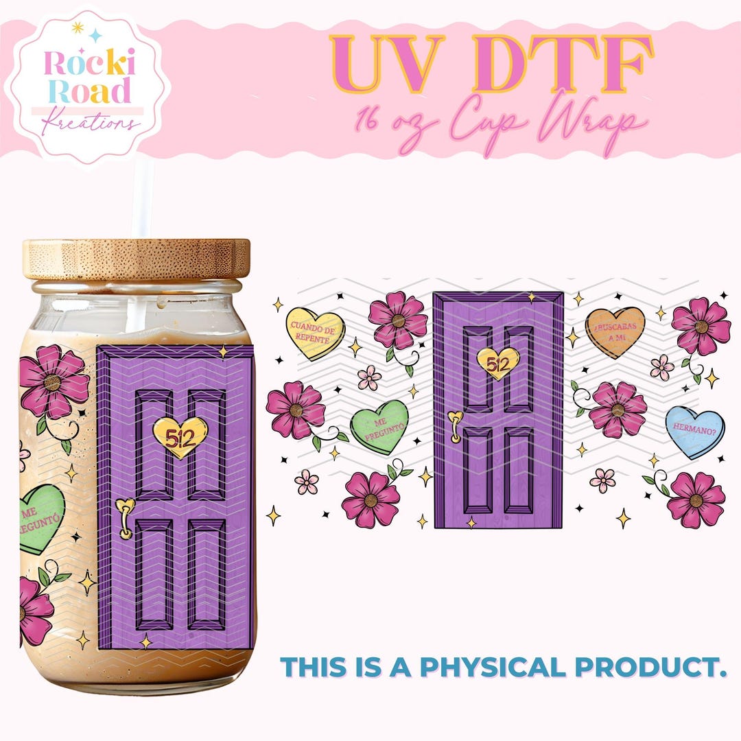 Apartamento 512 (6845) |UVDTF Cup Wrap 16oz. Glass | Valentines Day ...