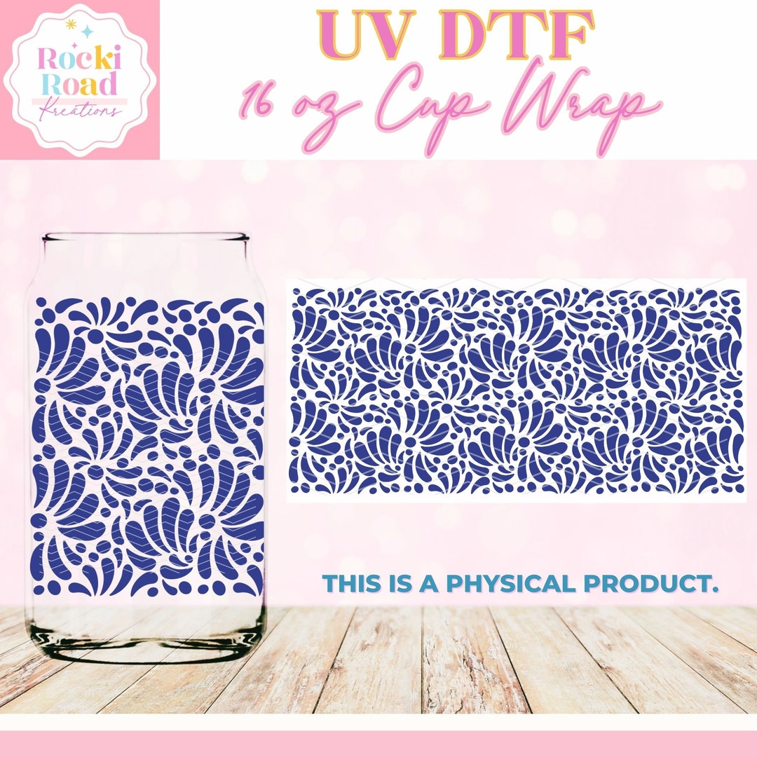 Blue Talavera UV Dtf Cup Wrap (670) | 16oz. Glass | DIY Crafts |libbey ...
