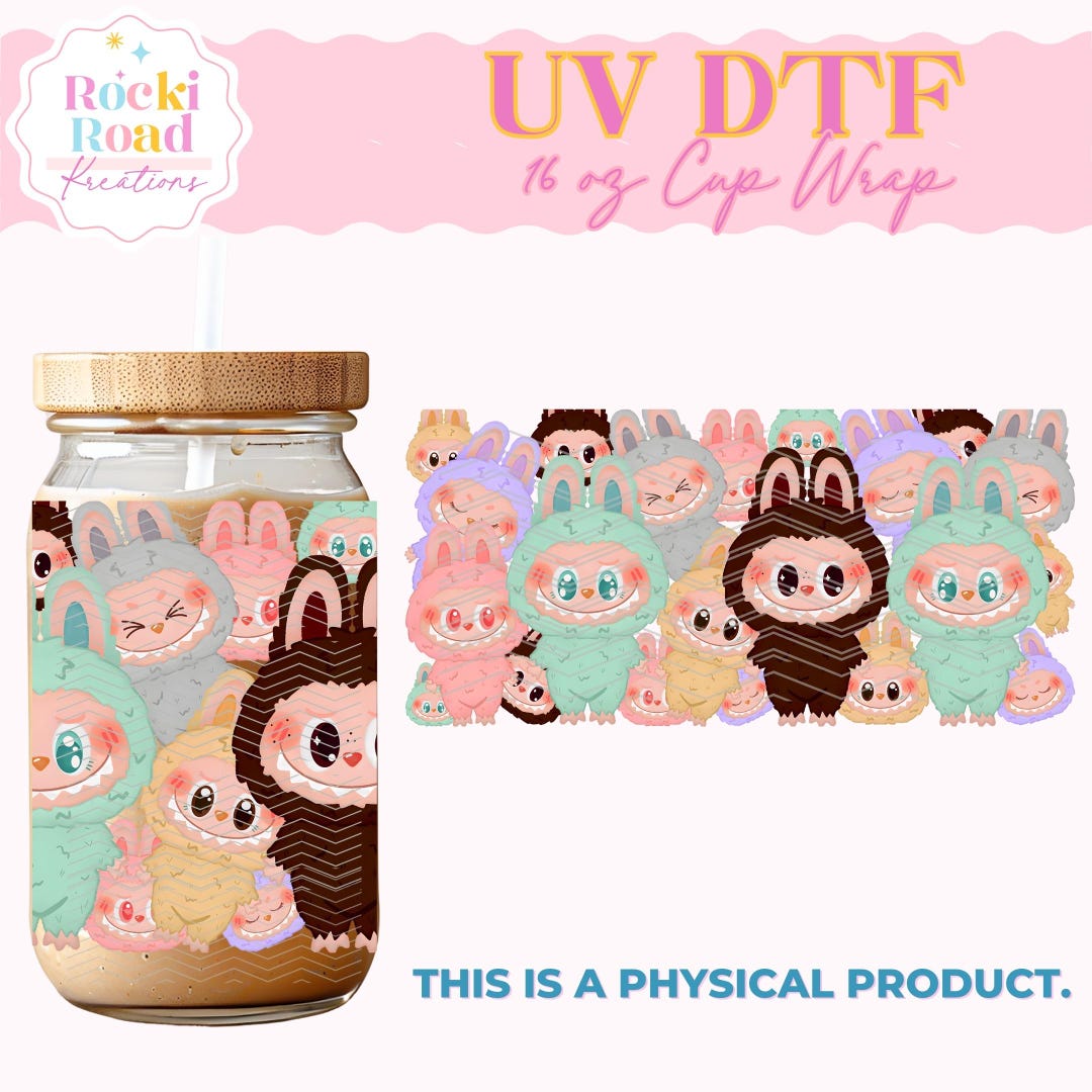 Labubu World UVDTF Cup Wrap (572) | 16oz Libbey Glass Wrap | Spooky ...