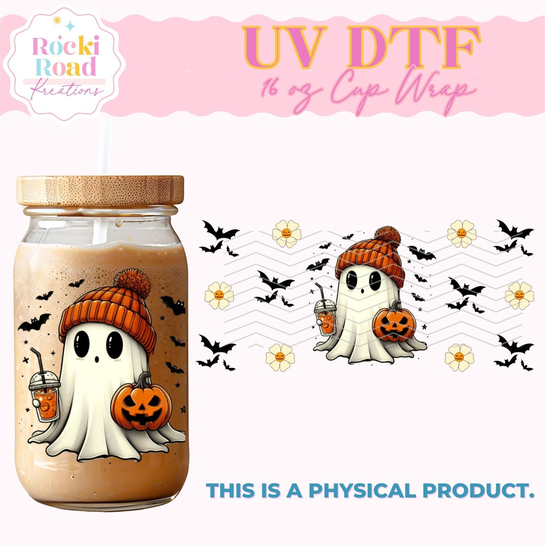 Beanie Ghost (6603) |UV Dtf Cup Wrap 16oz. | Spooky Horror | Halloween Scary Ghostie | Gift for ...