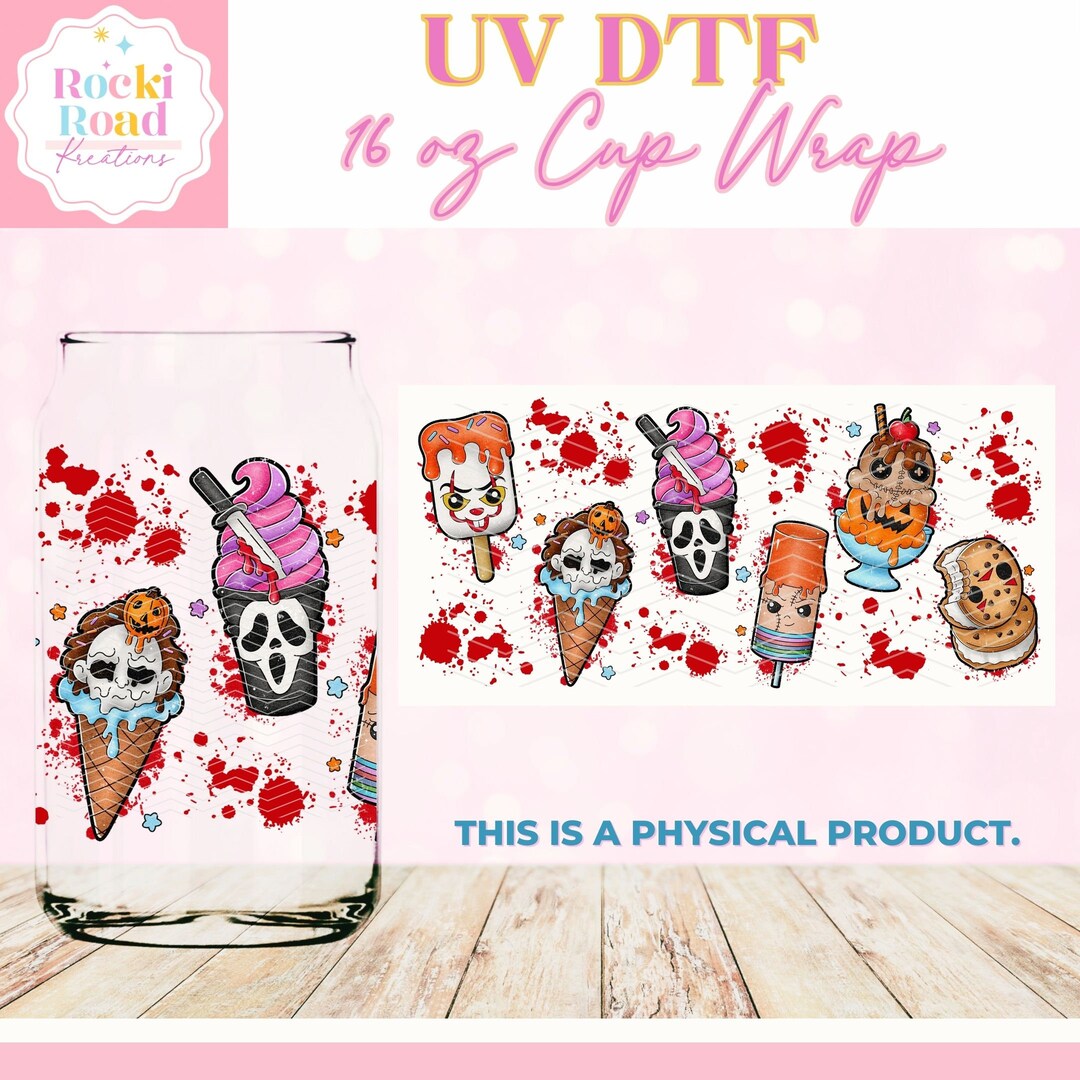 Horror Ice Cream (635) |UV Dtf Cup Wrap 16oz. Glass | DIY Cup | Trendy ...