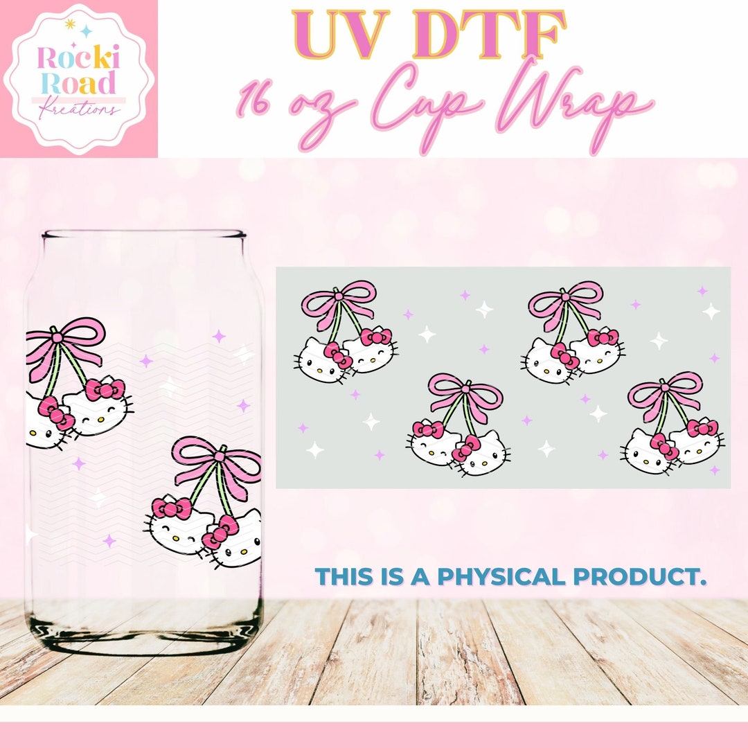 Cherry Cutie Bows UVDTF Cup Wrap 16oz. Glass | DIY Cup | Gift for Her ...
