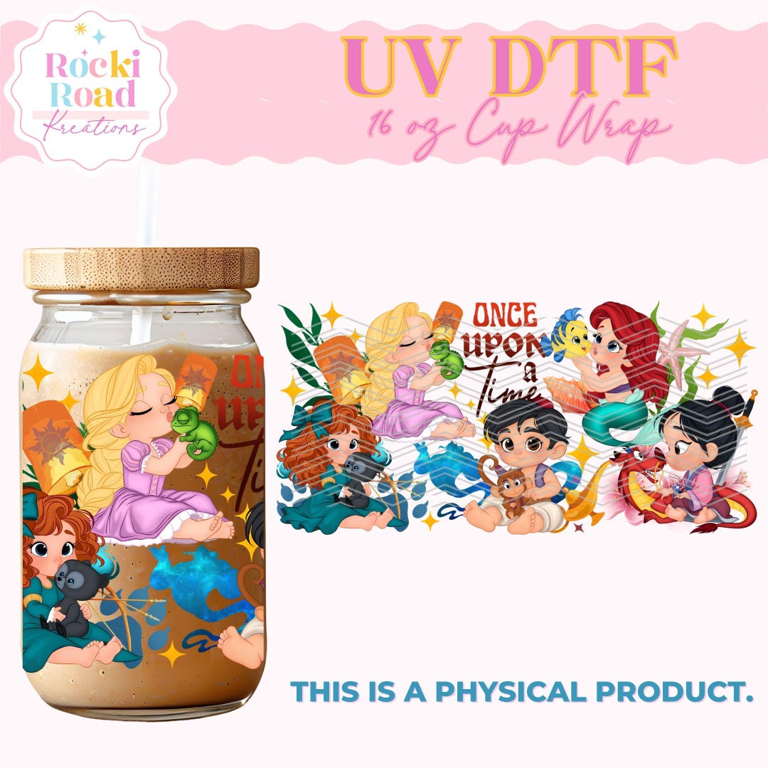 Baby Princess Kiss (6724) |UV Dtf Cup Wrap 16oz. Glass | DIY Cup ...
