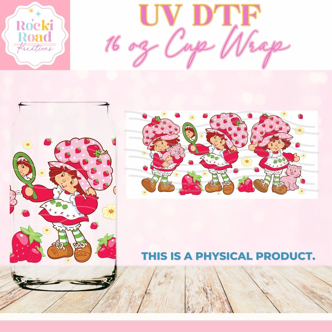 Berry Strawberry UVDTF Cup Wrap 16oz. Glass | DIY Cup Crafts | Vintage ...