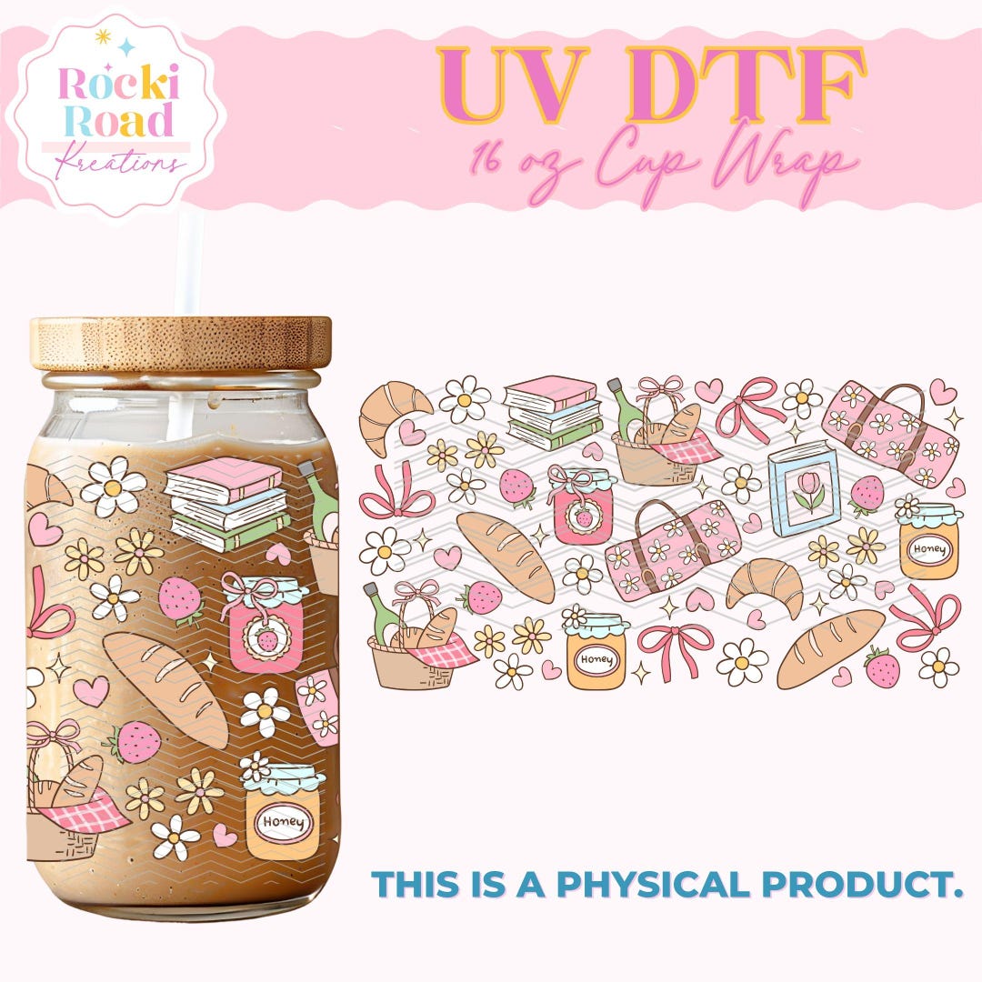 Girly Picnic (6902) |UVDTF Cup Wrap 16oz. Glass | DIY Cup | Latina ...