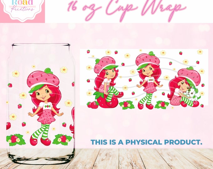 Strawberry Cutie (546) |UV Dtf Cup Wrap 16oz. Glass | DIY Cup | Cute ...