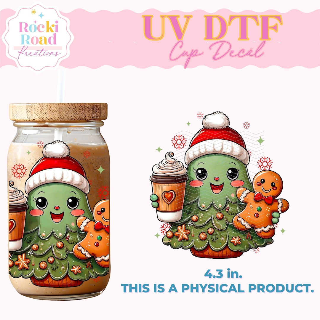 Christmas Tree Ghostie (6757) |UV DTF Decal | DIY Cup | Laptop Sticker ...