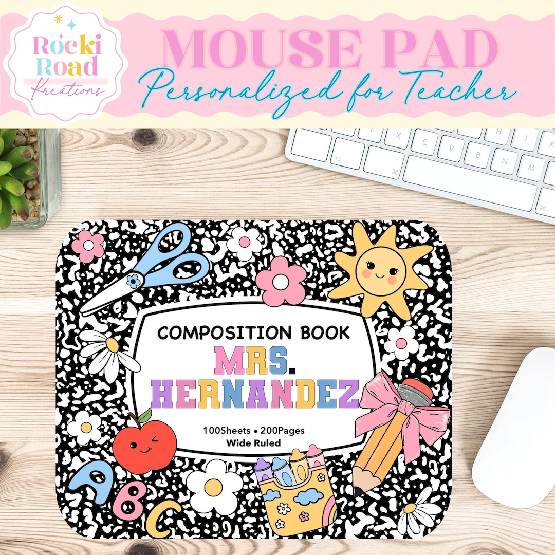Personalized Teacher Composition Book Mouse Pad Teacher Appreciation ...