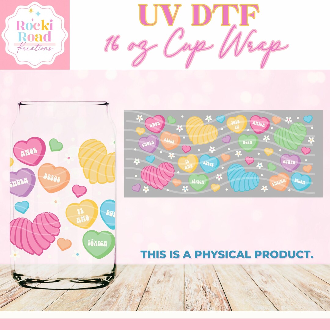 Amor Y Conchas (529) |UV Dtf Cup Wrap 16oz. Glass | Permanent ...