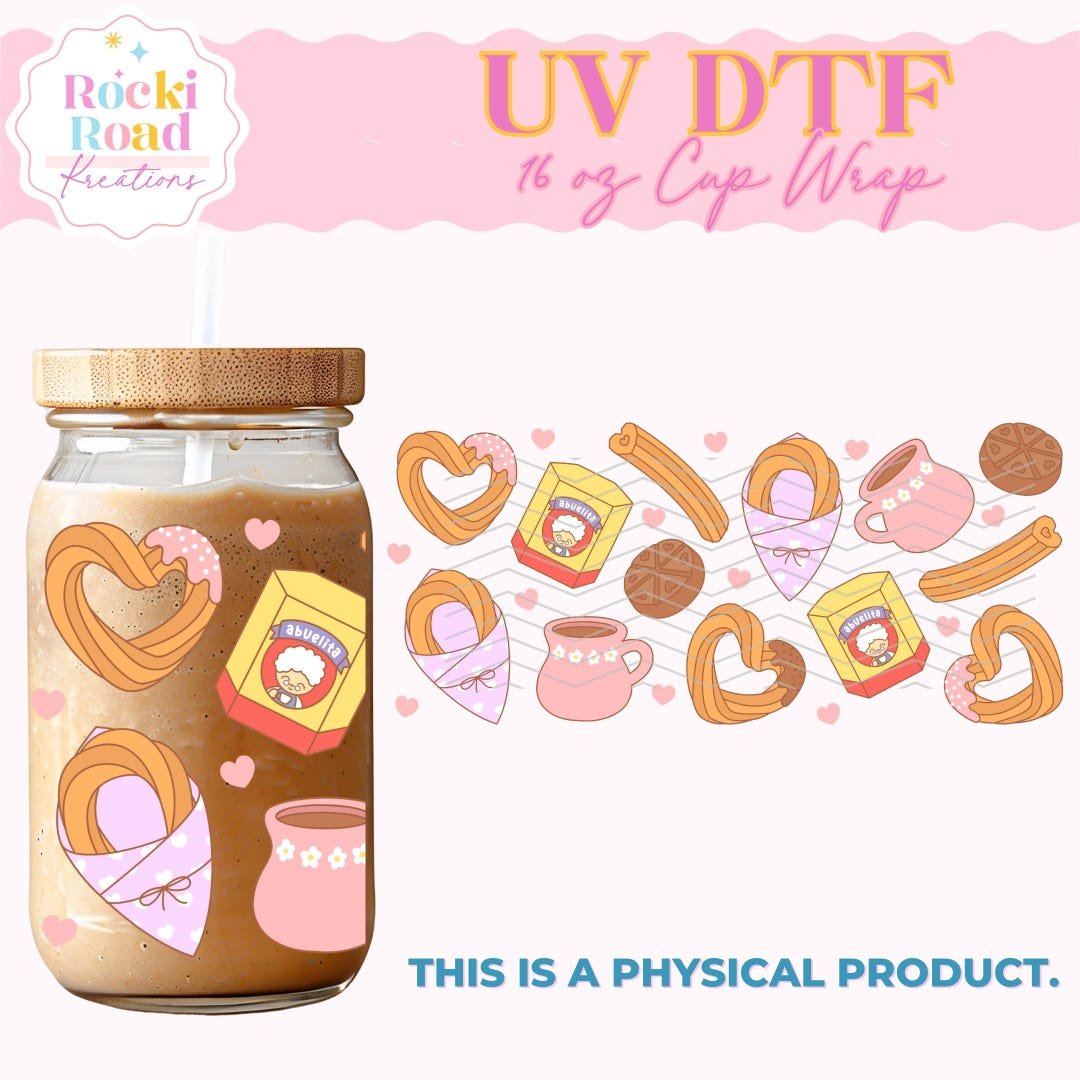 Churros (6629) |UV Dtf Cup Wrap 16oz. Glass | DIY Cup | Mexican Treat ...