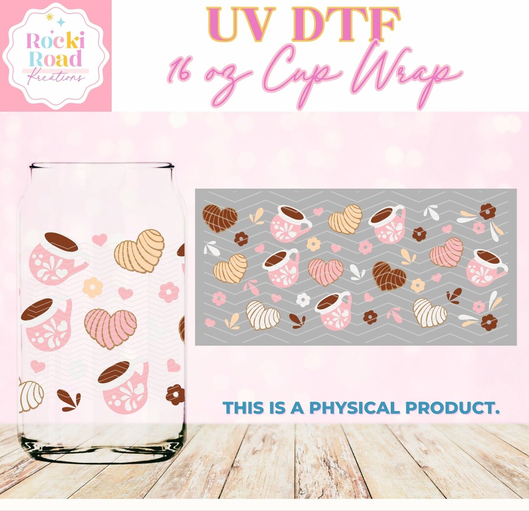 Jarritos and Conchas UVDTF Cup Wrap 16oz. Glass | DIY Cup | Gift for Her | Talavera Jarritos ...