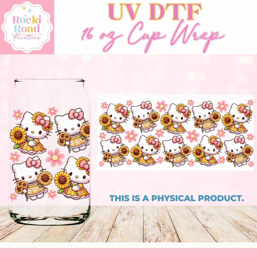 UVDTF Cup Wrap 16oz. Glass DIY Crafts Libbey Cup Wraps Sunflower UVDTF ...