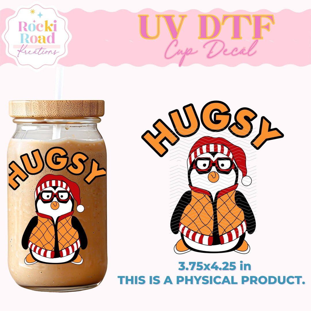 Hugsy (6672) |UV DTF Decal | DIY Cup | Laptop Phone Stickers | Friends | Teddy Bear Design ...