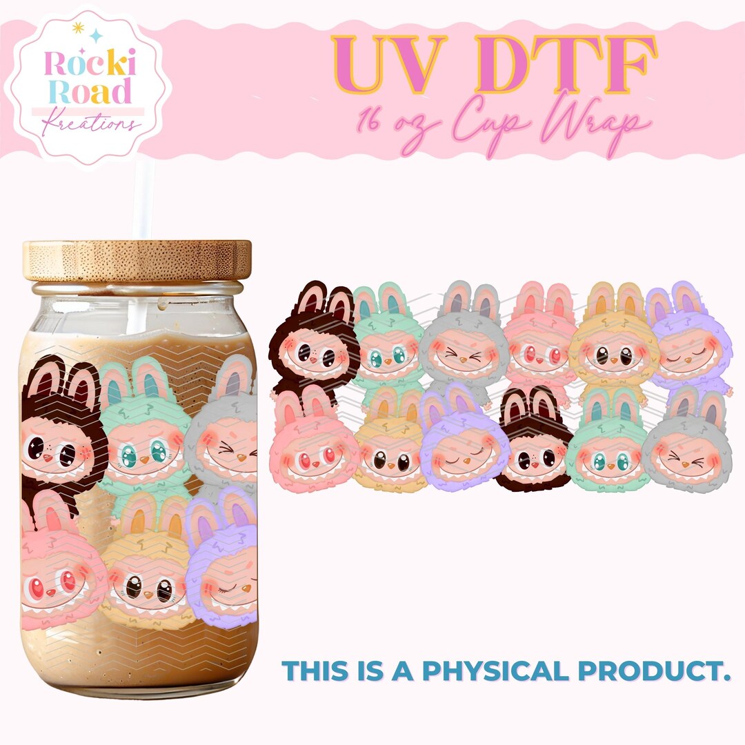 Labubu UVDTF Cup Wrap (548) | 16oz Libbey Glass Wrap | Spooky Wrap ...