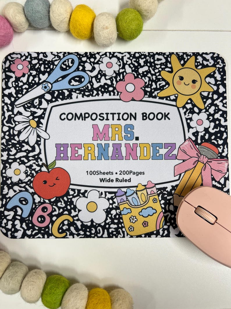 Personalized Teacher Composition Book Mouse Pad Teacher Appreciation ...