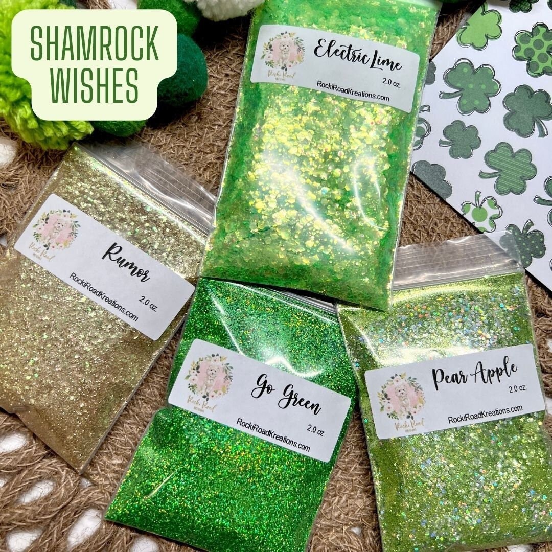 SHAMROCK WISHES Fine & Chunky Mix Glitter Bundle St Patricks Spring for ...