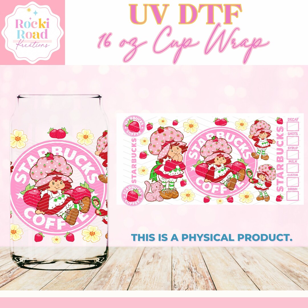 Berry Coffee (653) |UV Dtf Cup Wrap 16oz. Glass | DIY Cup | Cute Doll ...