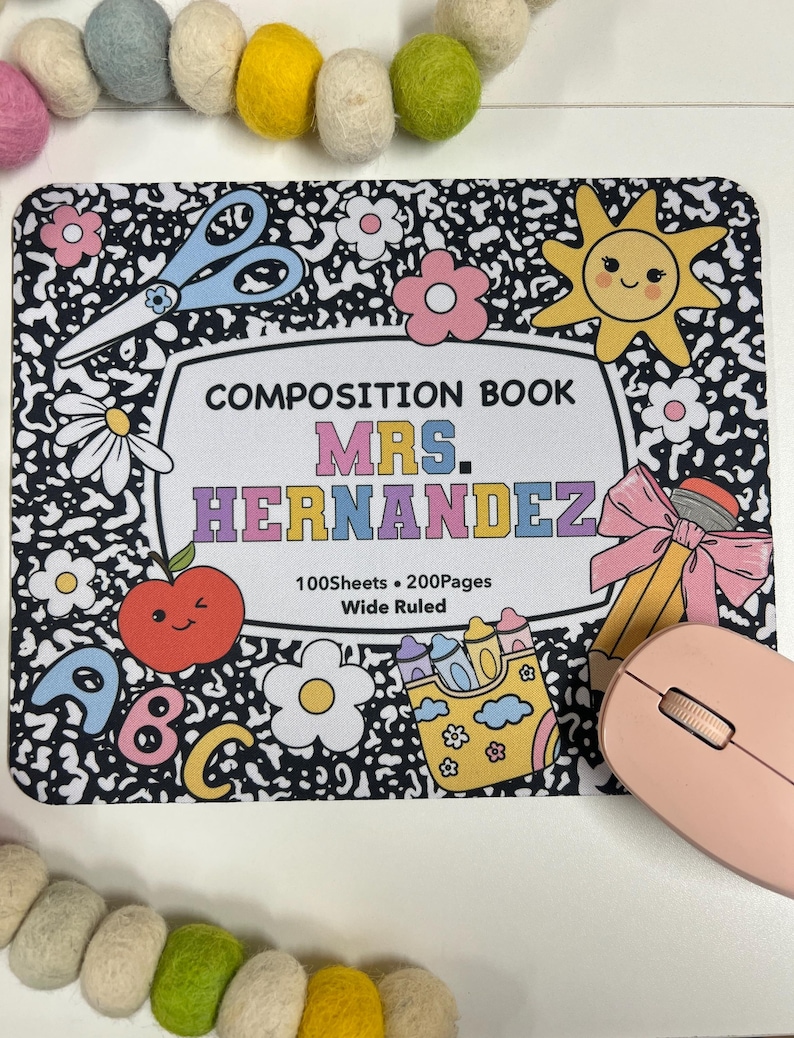 Personalized Teacher Composition Book Mouse Pad Teacher Appreciation ...