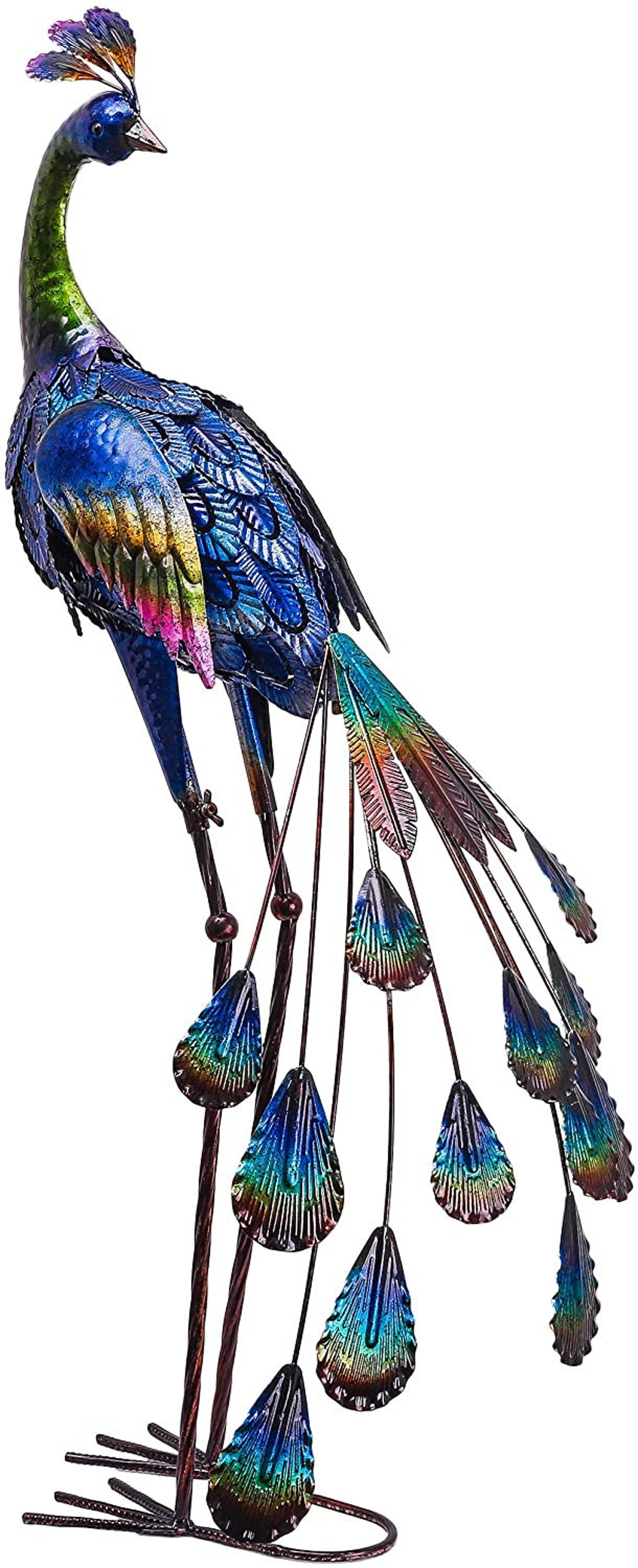 Metal Peacock Decor Garden Sculptures And Statues Standing Etsy