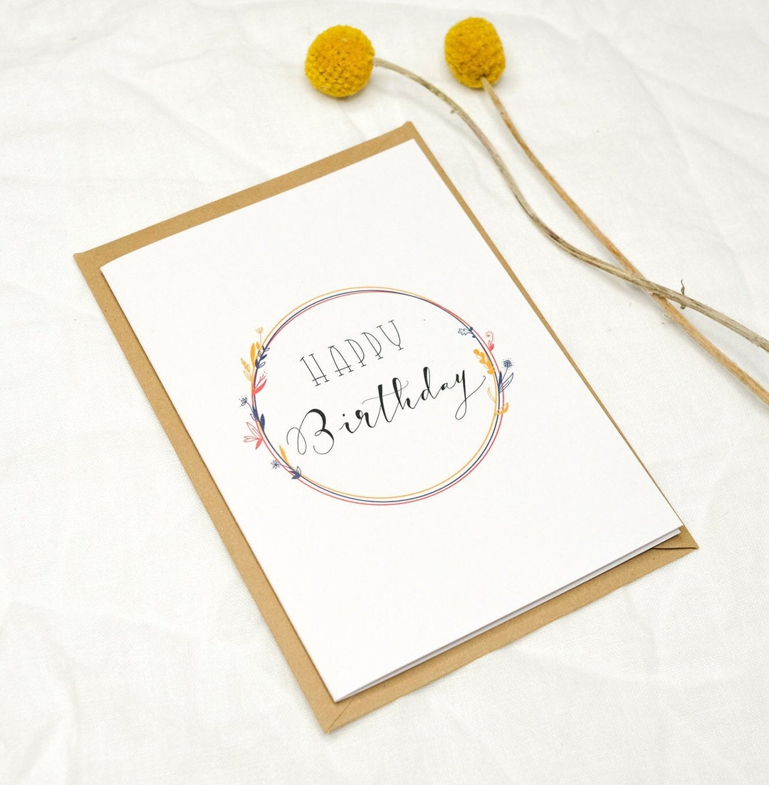 Minimalist Birthday Card Floral Pattern A6 Format Folding Card ...