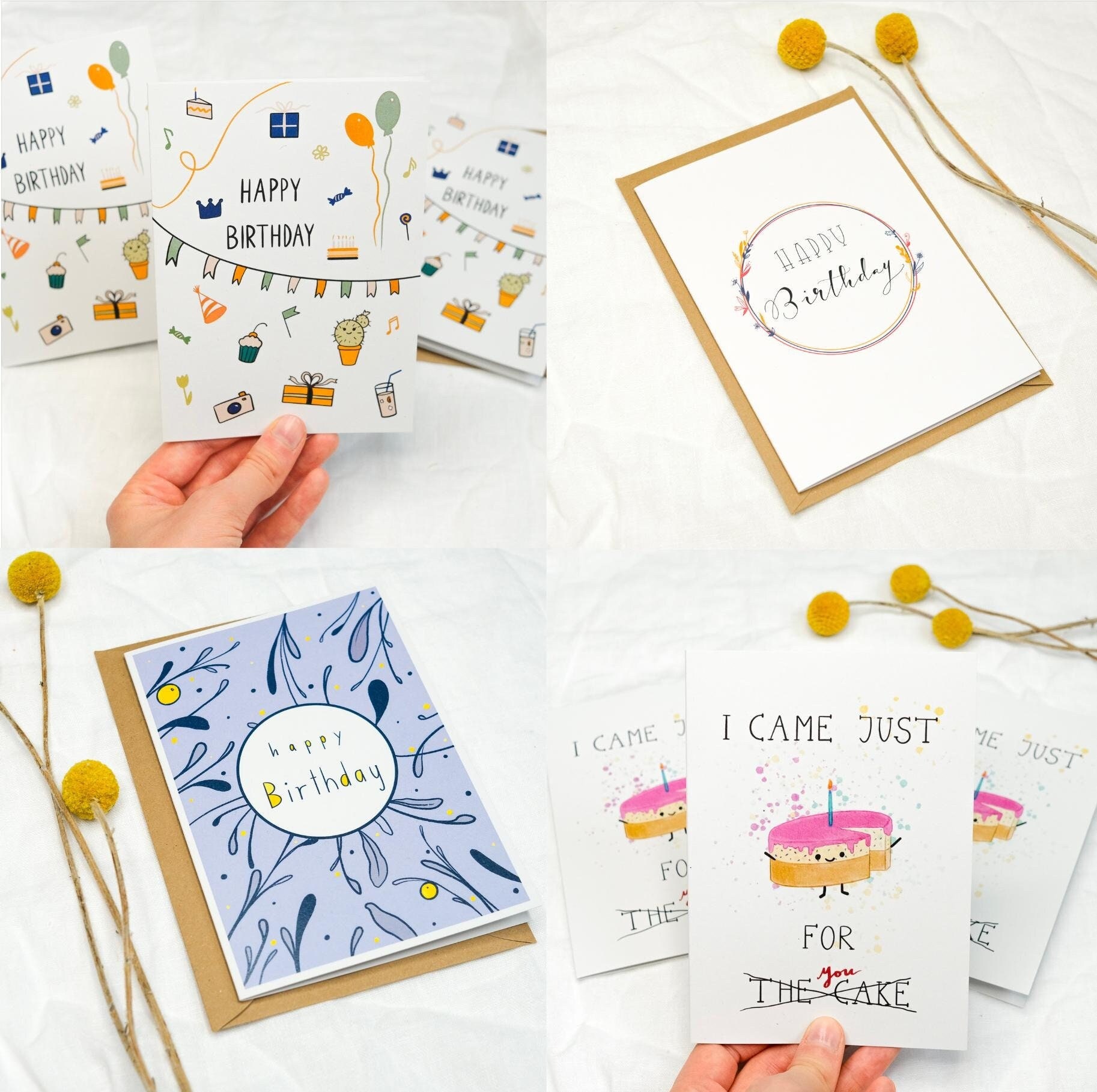 Set: Extensive Birthday Card Set Happy Birthday Folded Cards With ...