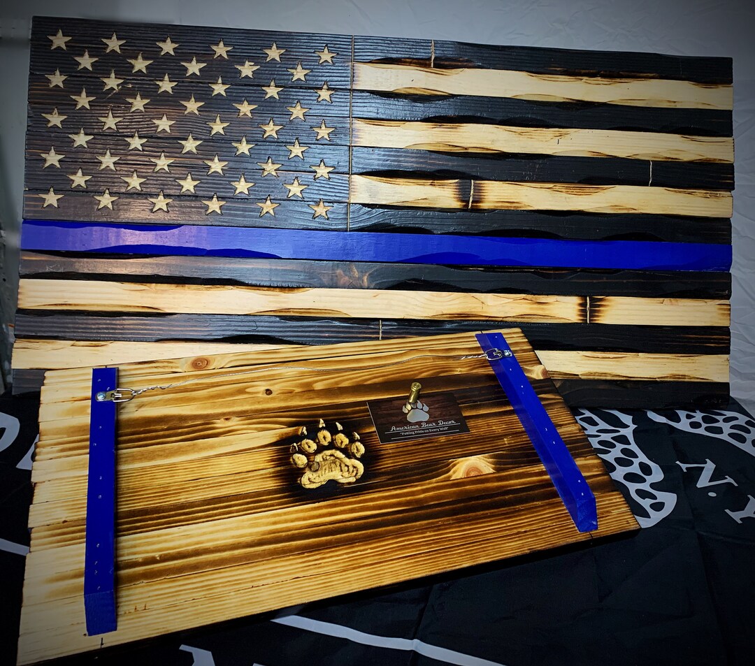 MEDIUM (32in X 16in) Wooden Thin Blue Line Flag - Etsy