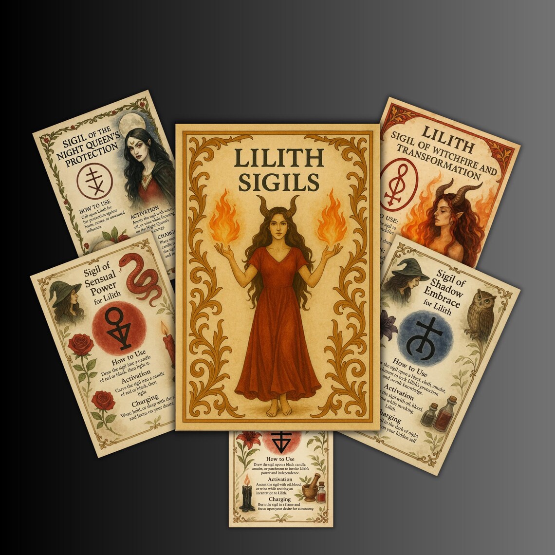 Secret Demon Lilith Sigils Pages, Grimoire Printable, Sigil Magic ...