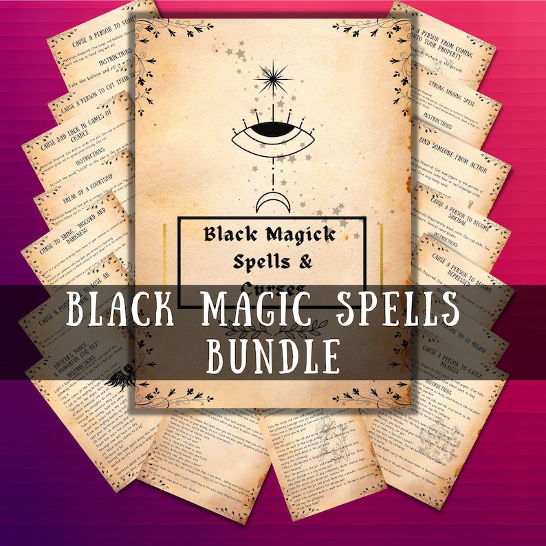 Black Magic Spell Pages Bundle, Printable Dark Magic Grimoire, Hexes ...