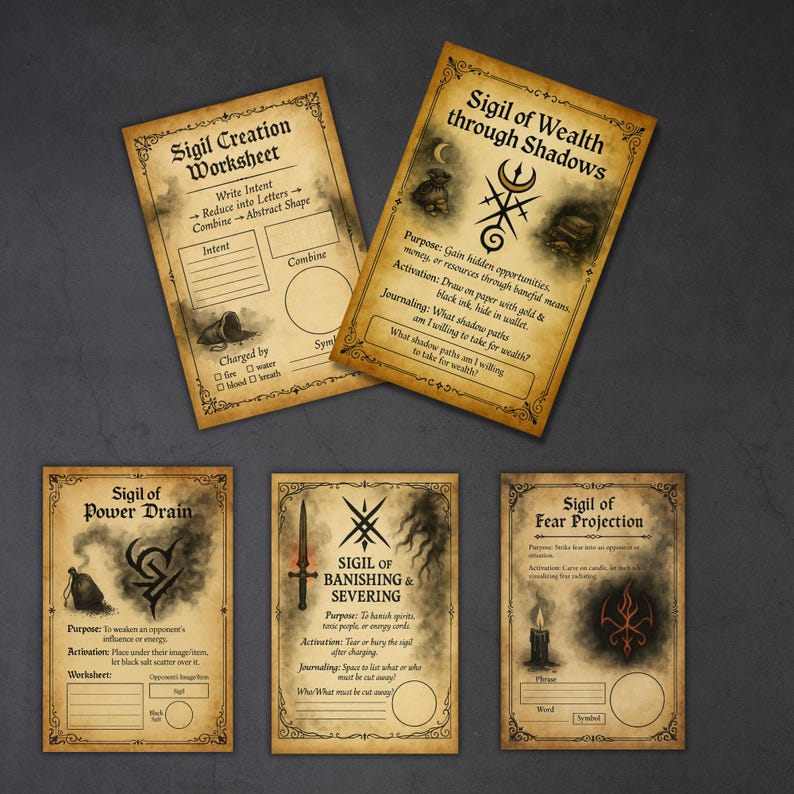 Black Magic Sigils Journal, Grimoire Pages, Dark Book of Shadows ...