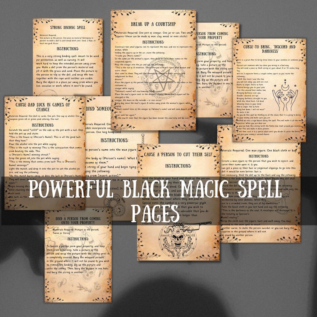 Black Magic Spell Pages Bundle, Printable Dark Magic Grimoire, Hexes ...